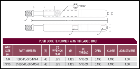 Push Lock Tensioner with Threaded Bolt - The Blair Corporation